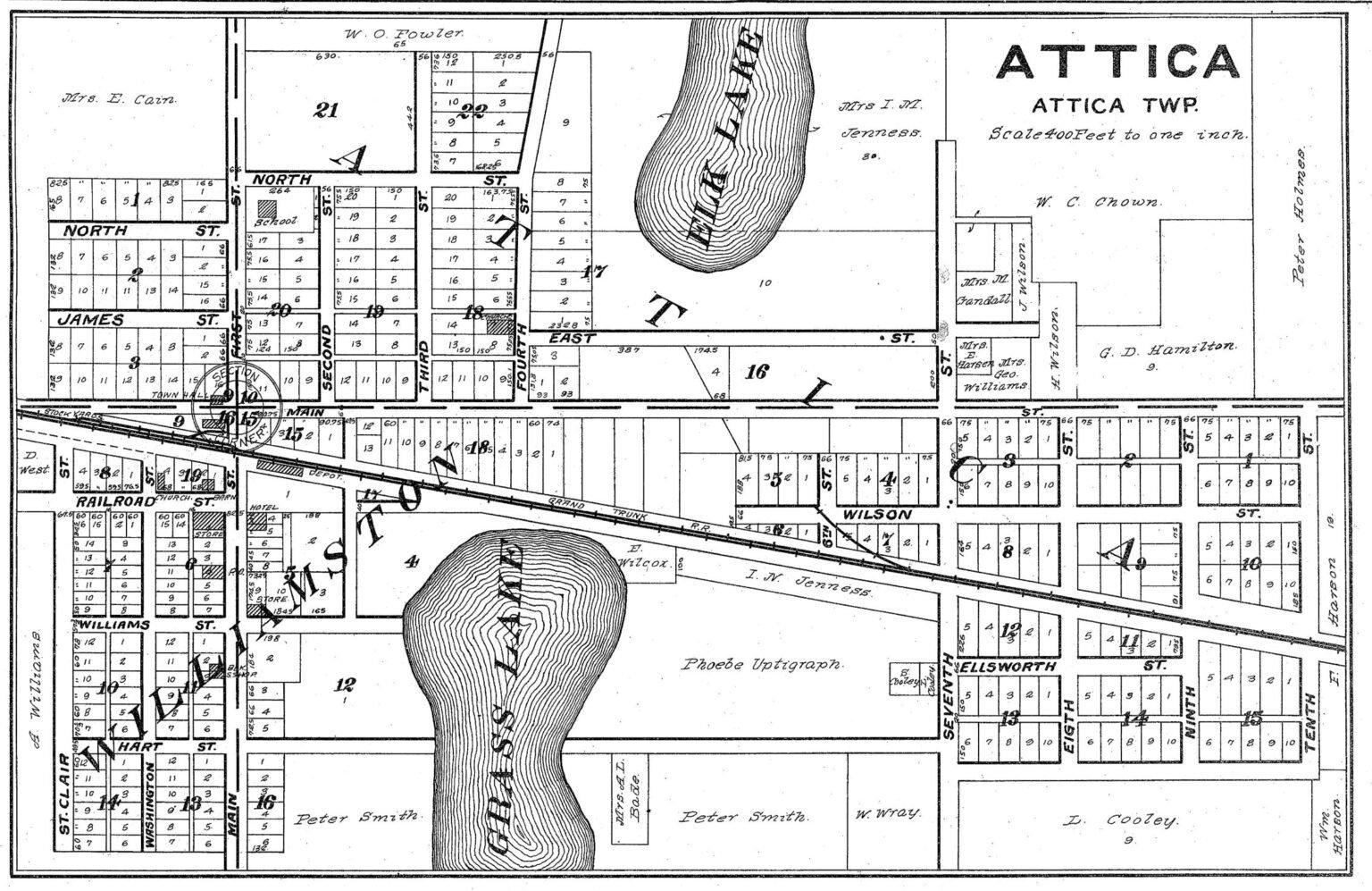 1906 Map Of The Village Of Attica From The 1906 Atlas Of Lapeer County